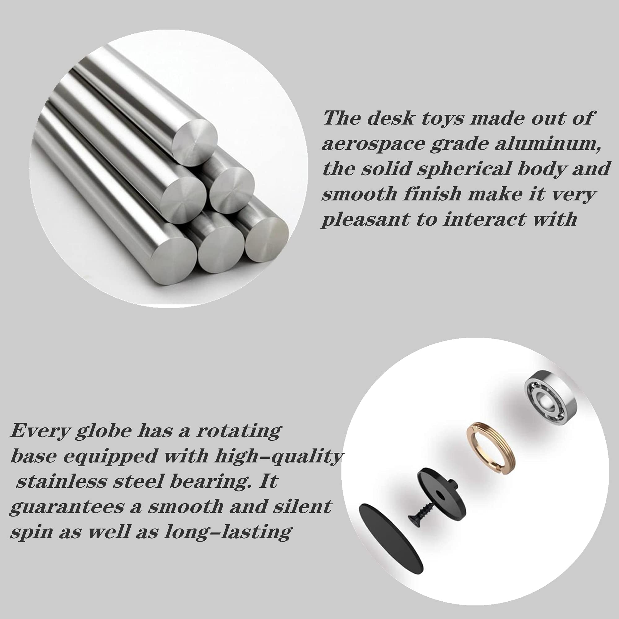 Kinetic Desk Toys, Full Body Optical Illusion Spinner Ball, Large Longer Time Spinning Top, Ideal for Parties, Holidays, classrooms or for use as Office Toys-with Storage Bag