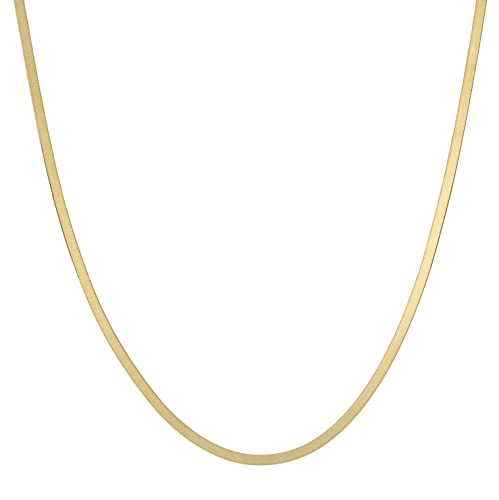 BAYAM 3mm High Polished Herringbone Necklace Chain 10K Solid Yellow Gold Jewelry