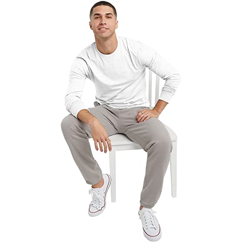 Hanes Originals Long Sleeve Cotton T-Shirt, Classic Crewneck Tee for Men, White, Medium