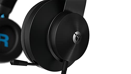 Lenovo Legion H300 Stereo Gaming Headset, Noise-Cancelling Mic, Memory Foam & PU Leather Earcups, Stainless Steel Headband, PC, PS4, Xbox One, Nintendo Switch, Mac, GXD0T69863, Black