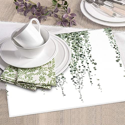 Green Plants Printed Drying Mat For Kitchen Ultra Absorbent Microfiber Dishes Drainer Mats Non-Slip Silicone Quick Dry Pad - 18 X 16inch