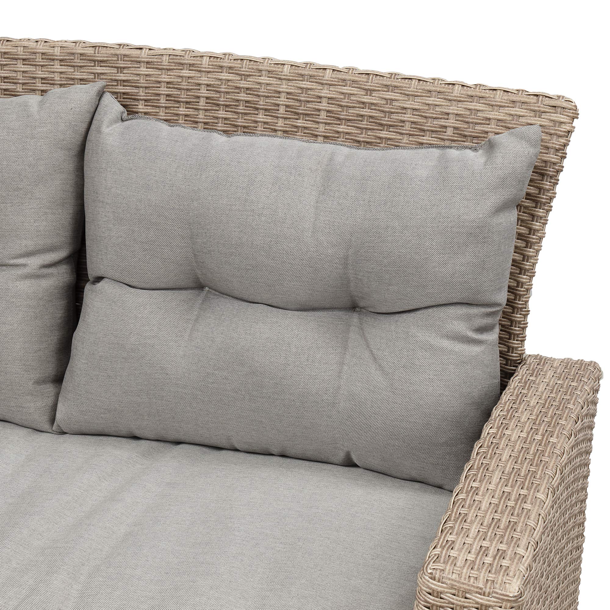 Merax Gray 4 Piece Outdoor Conversation Rattan Wicker Furniture Sectional Sofa Set with Ottoman Cushions