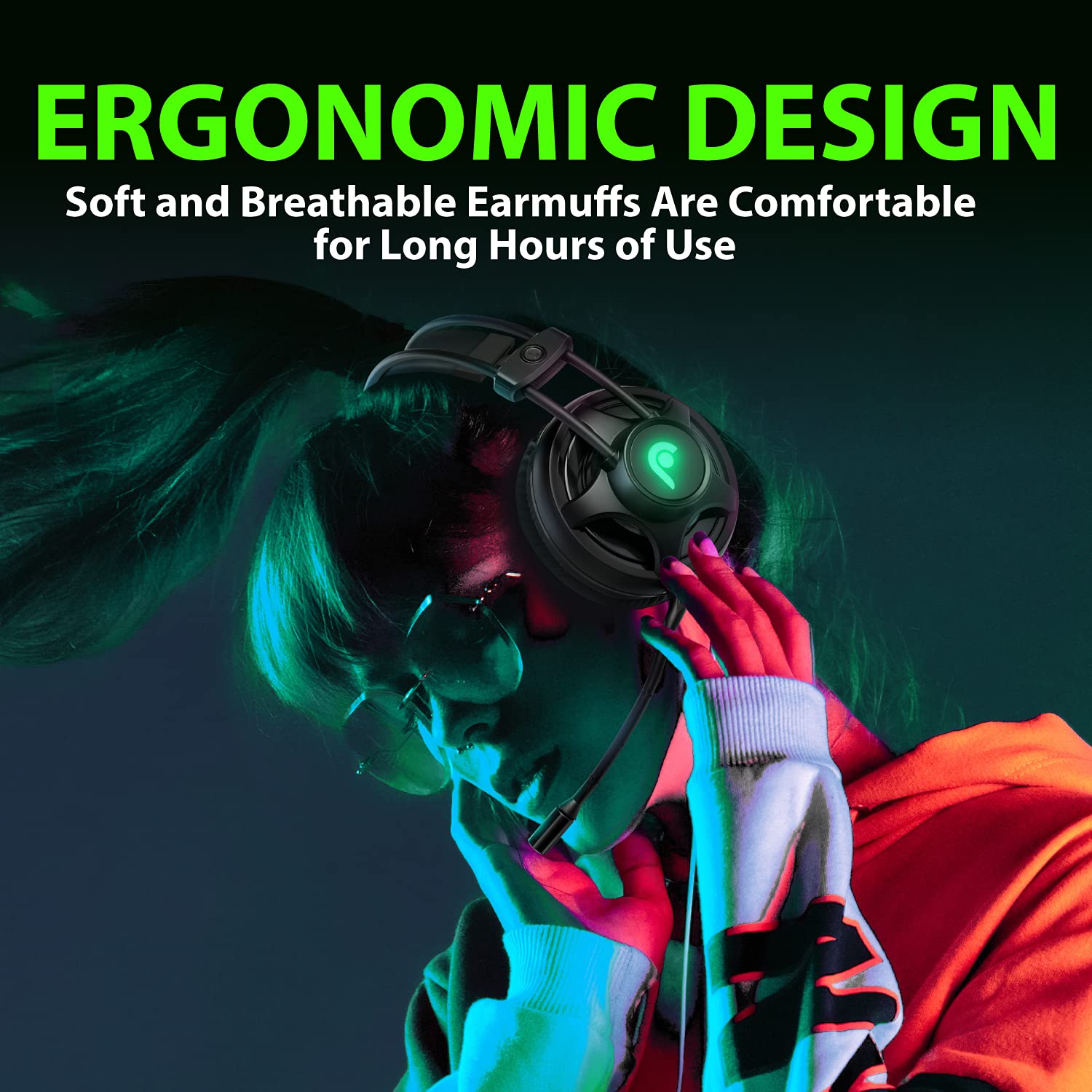 Fosmon Gaming Headset with Microphone & Volume Control, 3D Surround Strong Bass Over Ear Headphone with Ergonomic Headband Compatible with Xbox PS4 PS5 Nintendo Switch PC Laptop Desktop Mac