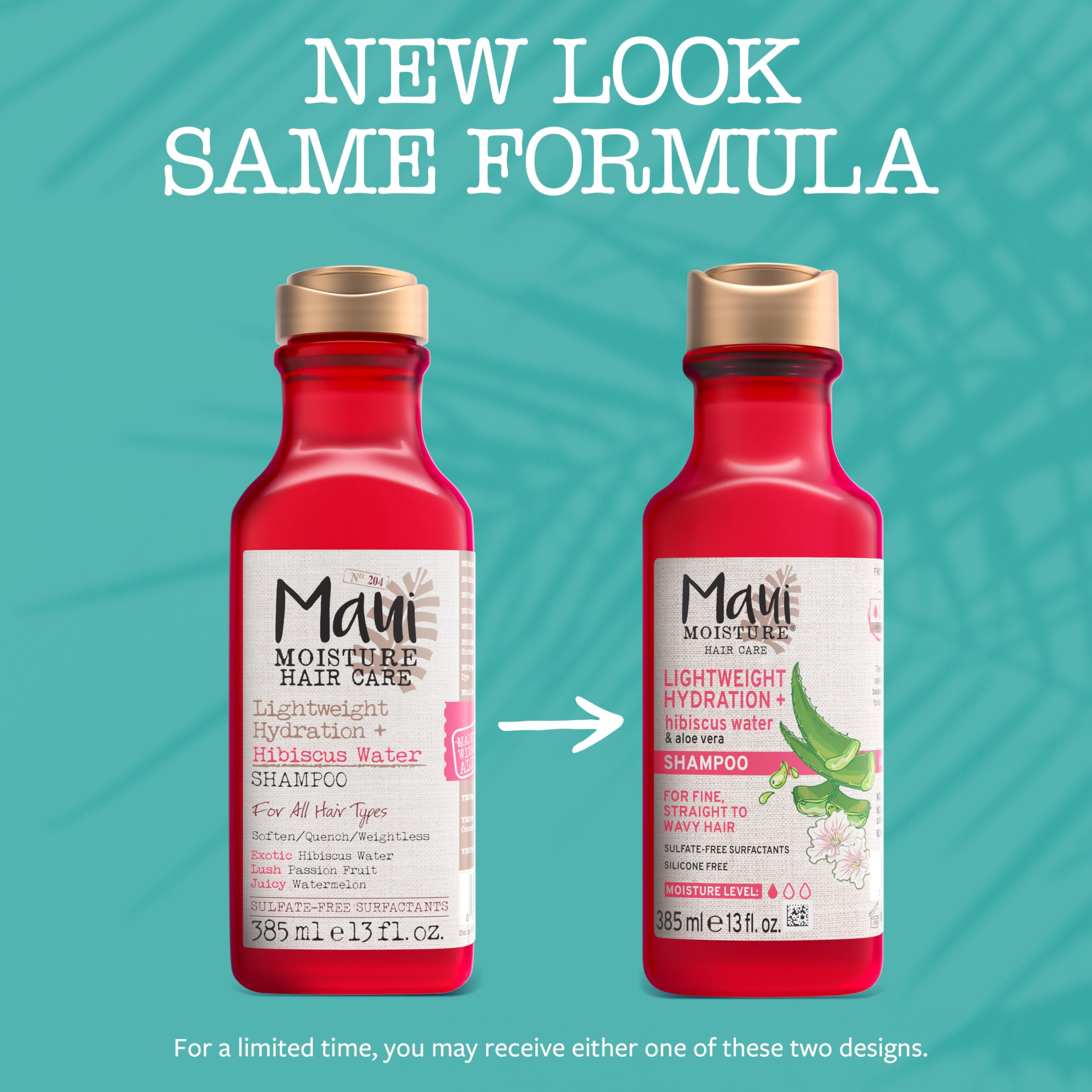 Maui Moisture Lightweight Hydration + Hibiscus Water Shampoo for Daily Moisture, No Sulfates, 13 fl oz