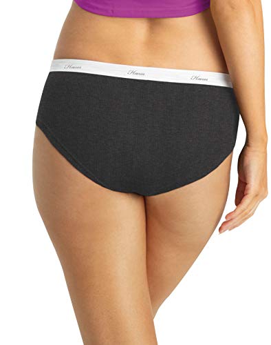 Hanes Women's Ribbed Cotton Hipster Underwear 6-Pack, Assorted, 9