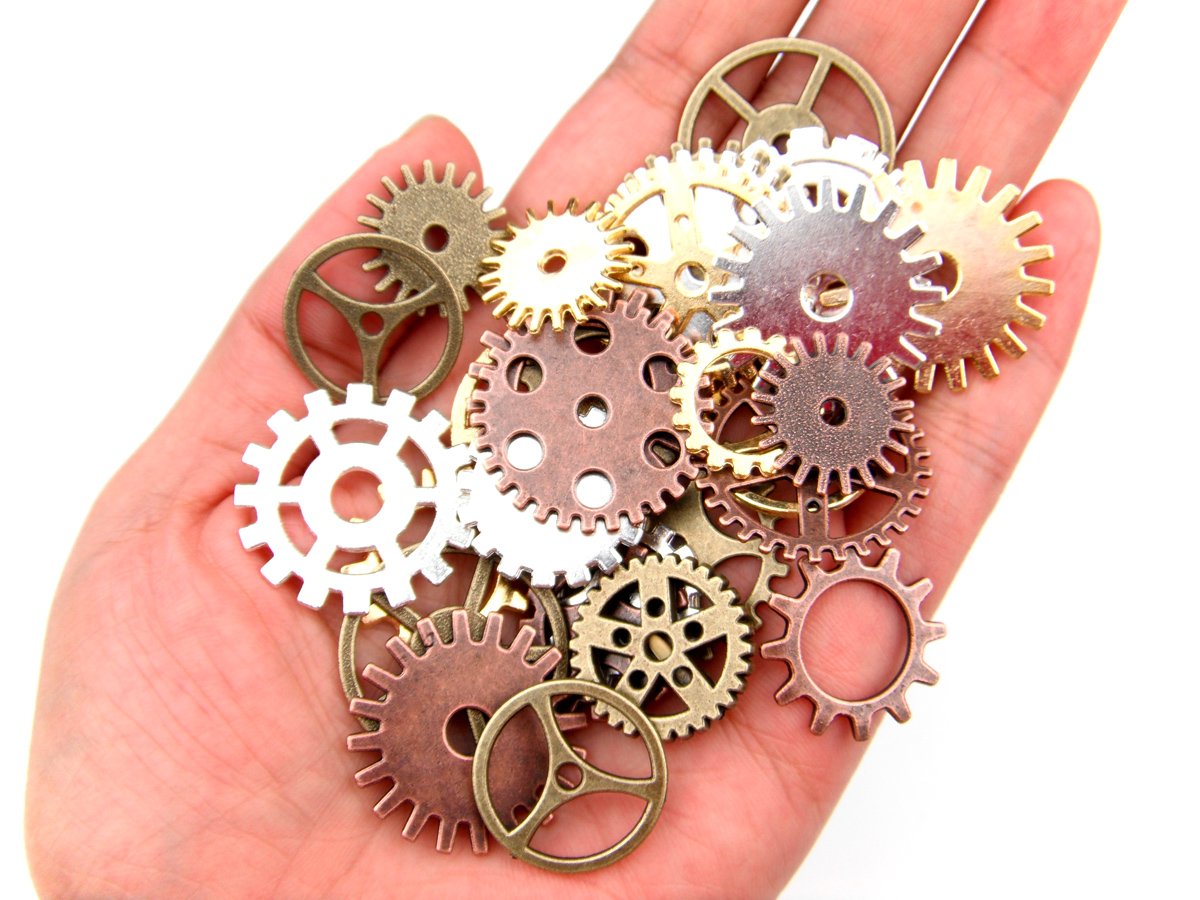 ALL in ONE 100 Gram Steampunk Gear Wheel Charms Cog Connectors Pendants Jewelry Finding DIY Craft (Mix)