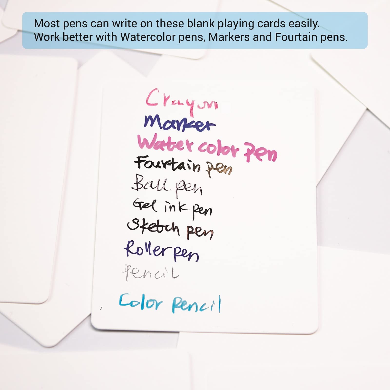 IMAGAME White Blank Playing Cards – 180PCS DIY Flash Cards, Game Cards, Study Learning Cards, Message Card, Thank You Card, Gift Card, Word Cards for Writing, Drawing – Poker Size