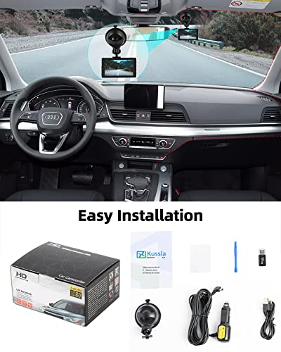 Dash Cam Front, Dash Cam with 32GB SD Card, Kussla 1080P Dash Camera for Cars, Super Night Vision Dashcams for Cars, 170° Wide Angle Dashcam, 3'' IPS Screen, Loop Recording, WDR, G-Sensor