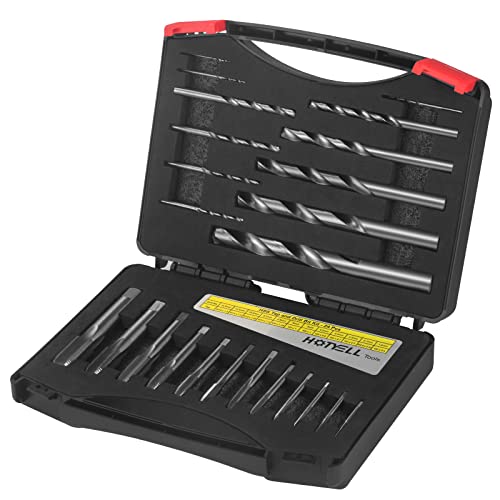 HOTYELL Drill and Tap Set, Metric HSS Taps M2 to M16 with Matching Jobber Length Drill Bits - 24 Pcs