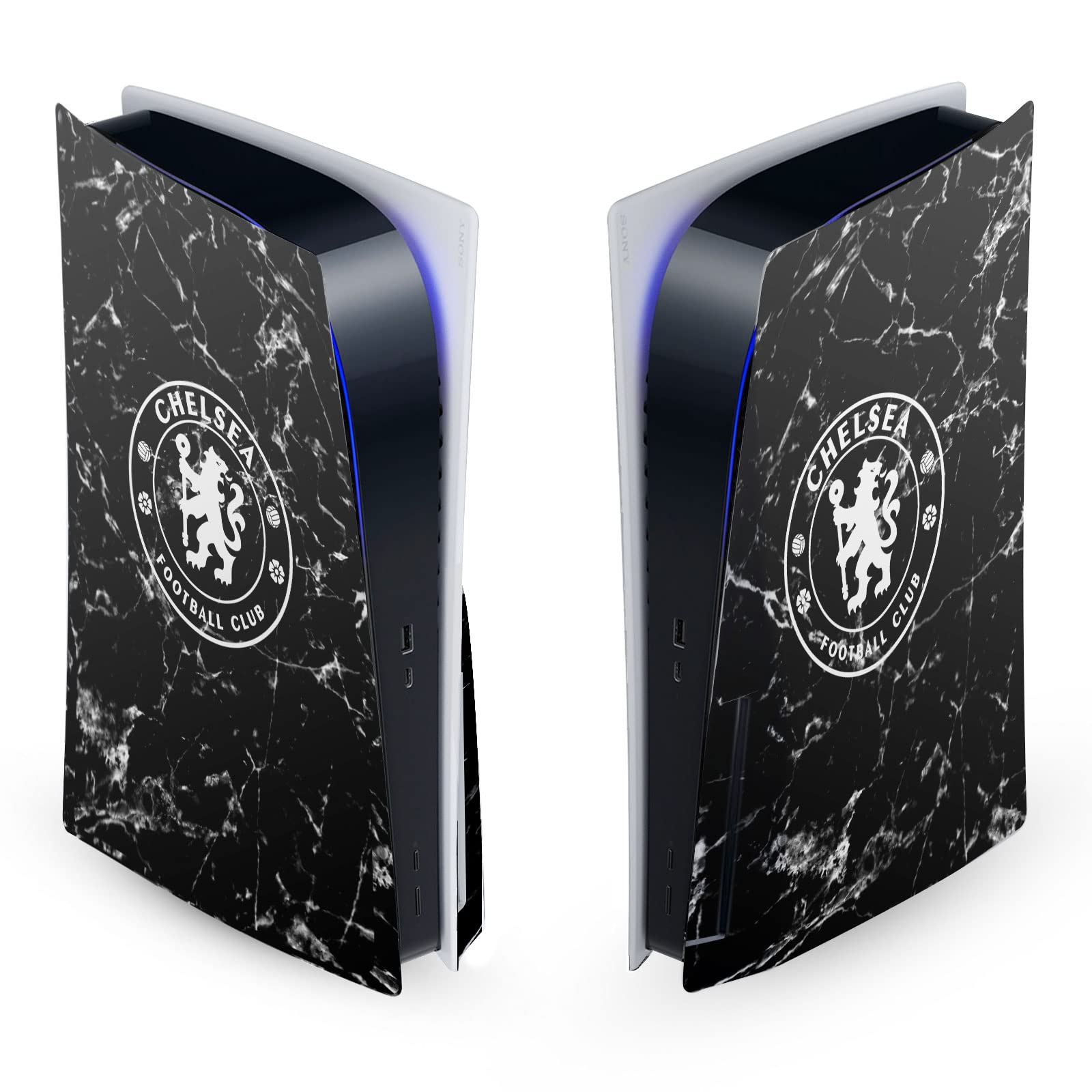 Head Case Designs Officially Licensed Chelsea Football Club Black Marble Mixed Logo Vinyl Faceplate Sticker Gaming Skin Case Cover Compatible with Sony Playstation 5 PS5 Disc Edition Console