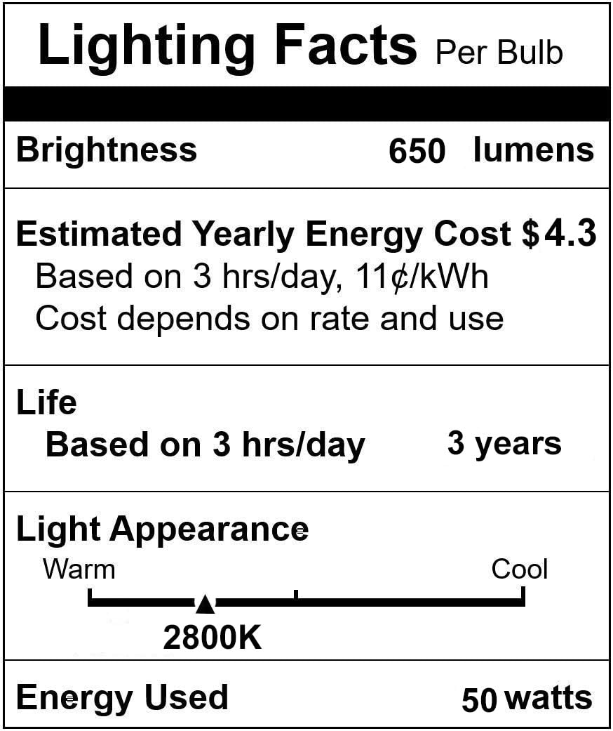 Ivyemons MR16 Halogen Bulb 50W 12V - 6 Pack MR16 Bulb 50W with GU5.3 Base, MR16 Dimmable Warm White 2800K, Long Lasting MR16 GU5.3 Halogen Bulb for Landscape, Track Lights, and Fiber Optics