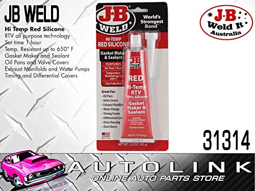 J-B Weld 31314 High Temperature RTV Silicone Gasket Maker and Sealant - Red - 3 oz.