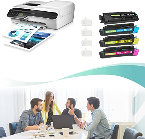 GREENBOX Compatible Toner Cartridge Replacement for Kyocera TK-5152 TK5152 for Mita ECOSYS M6535cidn M6035cidn P6035cdn TK-5152K TK-5152C TK-5152M TK-5152Y Printer (4 Pack), Black