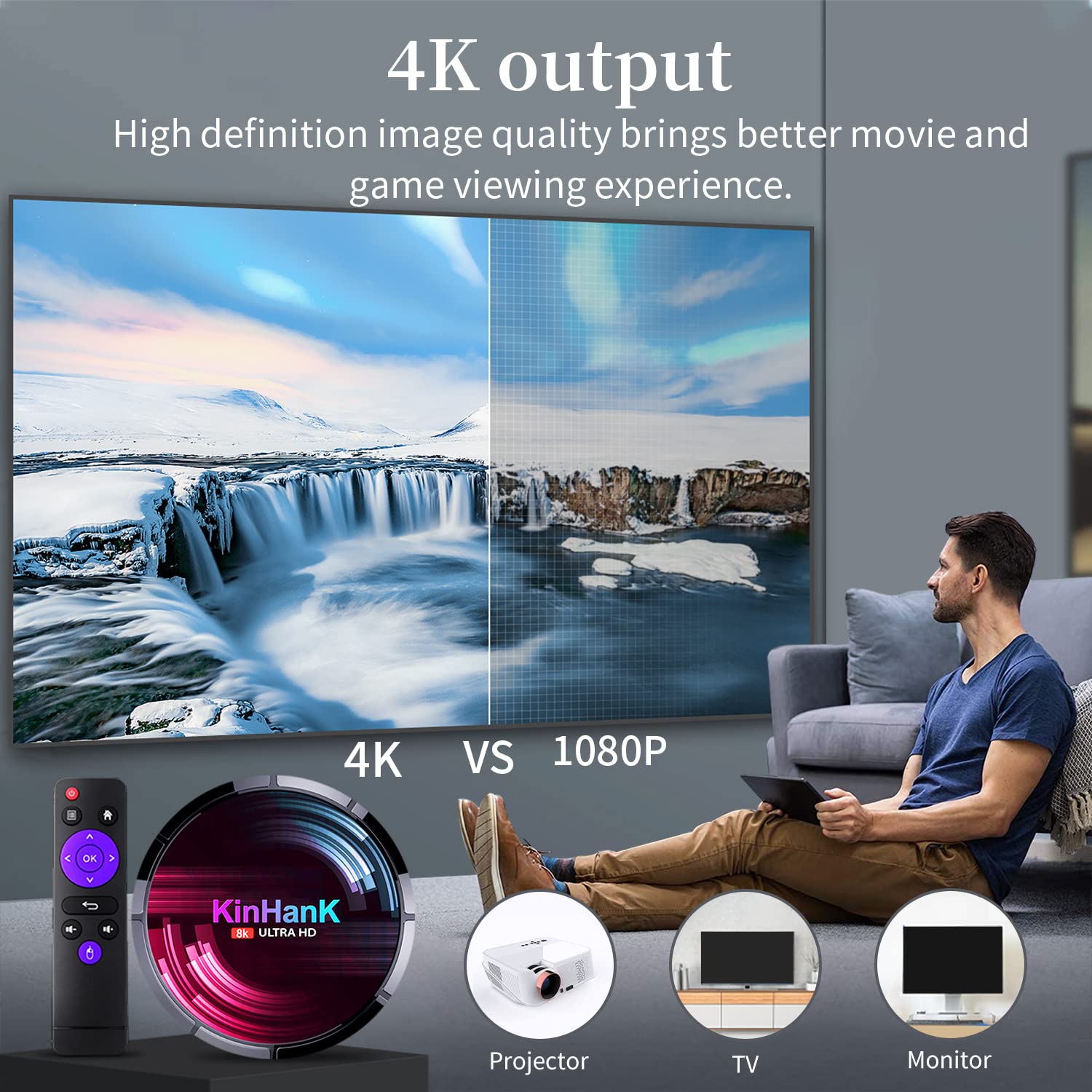 Kinhank Super Console X Max, Retro Game Console with 114000+ Games,Compatible with PS1/PS2/PSP/DC,S905X3 Chip, Android TV 9.0/EmuELEC 4.5/CoreELEC 3 System in 1,2 Wireless Controllers(256G)