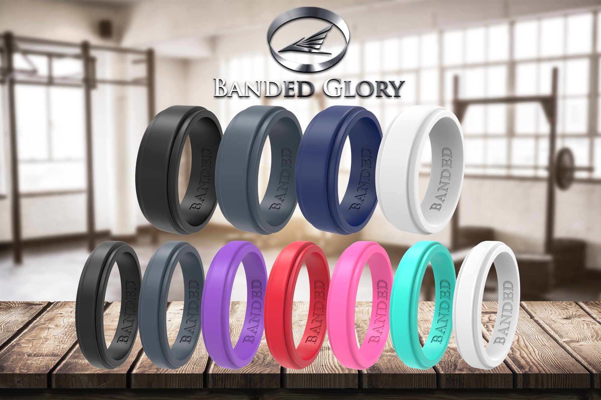 BANDED GLORY Silicone Ring Men, Silicone Wedding Rings for Men - Rubber Wedding Bands Keep Fingers Safe From Extreme Conditions - Great for Active Lifestyles, Mens Wedding Band
