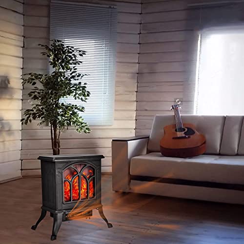 Electric Fireplace Heater Stove Indoor, 18'' Compact Freestanding Infrared Heater with Realistic Flame, 800/1500W Portable Space Heater, Overheating Protection, ETL Certified