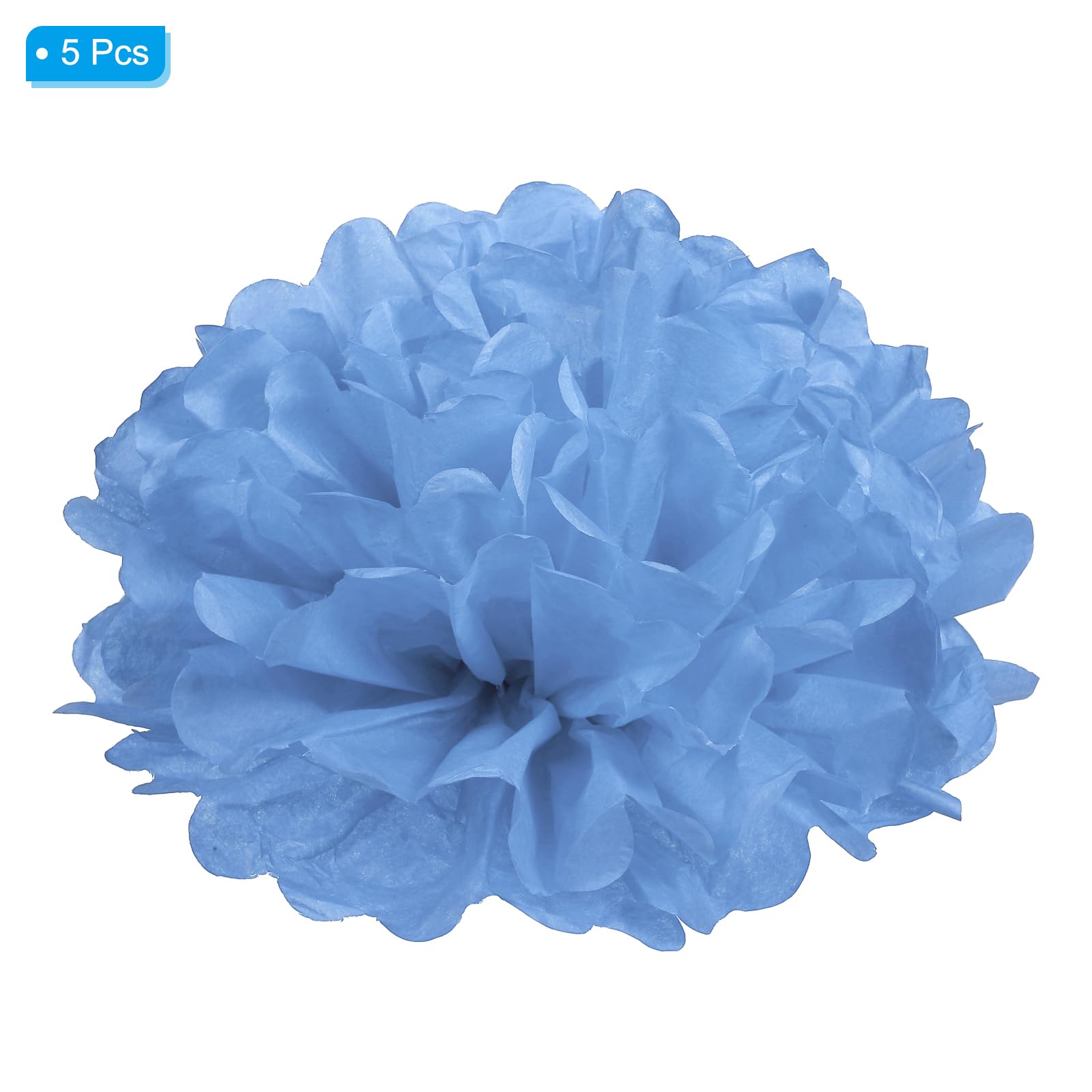 PATIKIL 8" Tissue Pom Poms Flowers, 5 Pack Paper Flower Ball for Wedding Bridal Shower Birthday Bachelorette Party Backdrop Decoration, Lake Blue