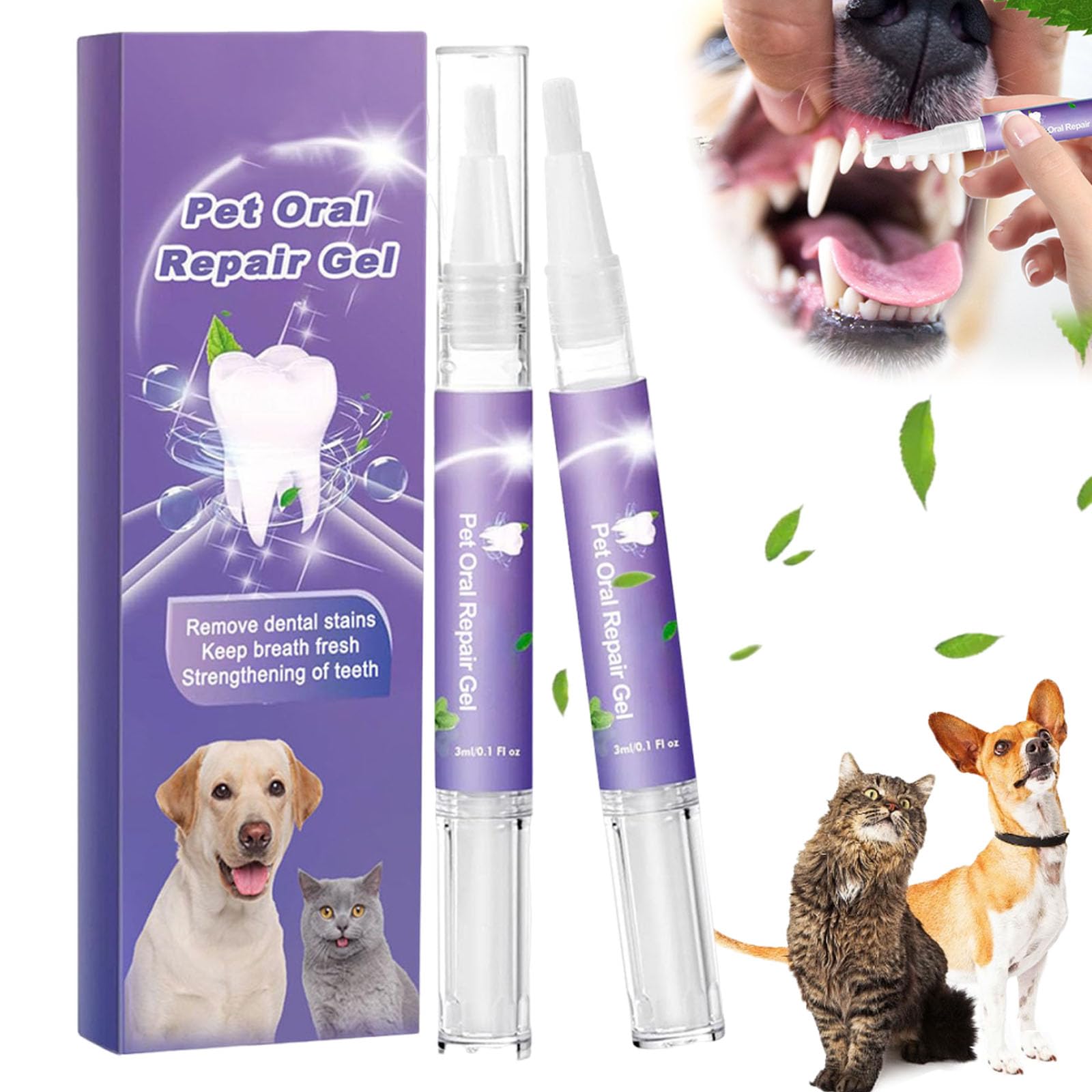 bailconti Lettuce Pets Toothbrush, Pet Oral Repair Gel for Dogs, Pet Oral Repair Gel, Lettuce Pets Dog Toothbrush, Pet Teeth Repairing, Pet Breath Freshener Gel Care Cleaner, for Dogs & Cats (2Pcs)