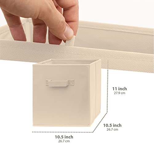 Pomatree Fabric Storage Cubes - 8 Pack - Cube Storage Organizer Bins | Handles on Both Sides | Foldable Cube Storage Bin for Home, Kids Room, Nursery and Playroom | Closet and Toys (Beige)