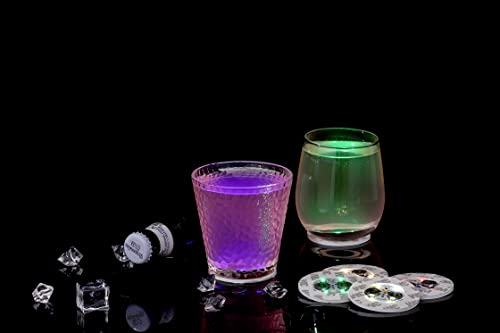 HANCIRCLE LED Coaster White,12 Pack Light Up Coasters,LED Sticker Lights,Wine Bottle Lights,for Drinks,Bar Accessories,Party,Wedding