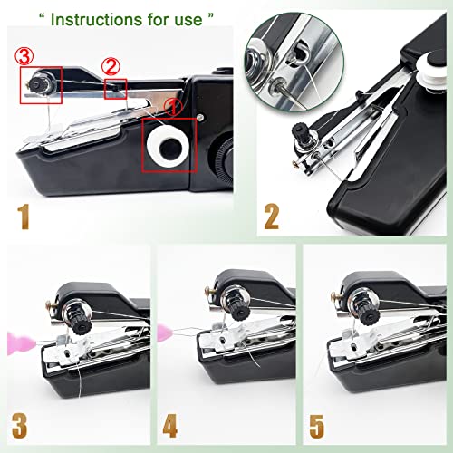 Hand Sewing Machine, Handheld Sewing Machine Mini Portable Cordless, Perfect for Adults, Beginners, Kids DIY, Home and Travel Sewing, Wooden Sewing Box with 153 Sewing Supplies