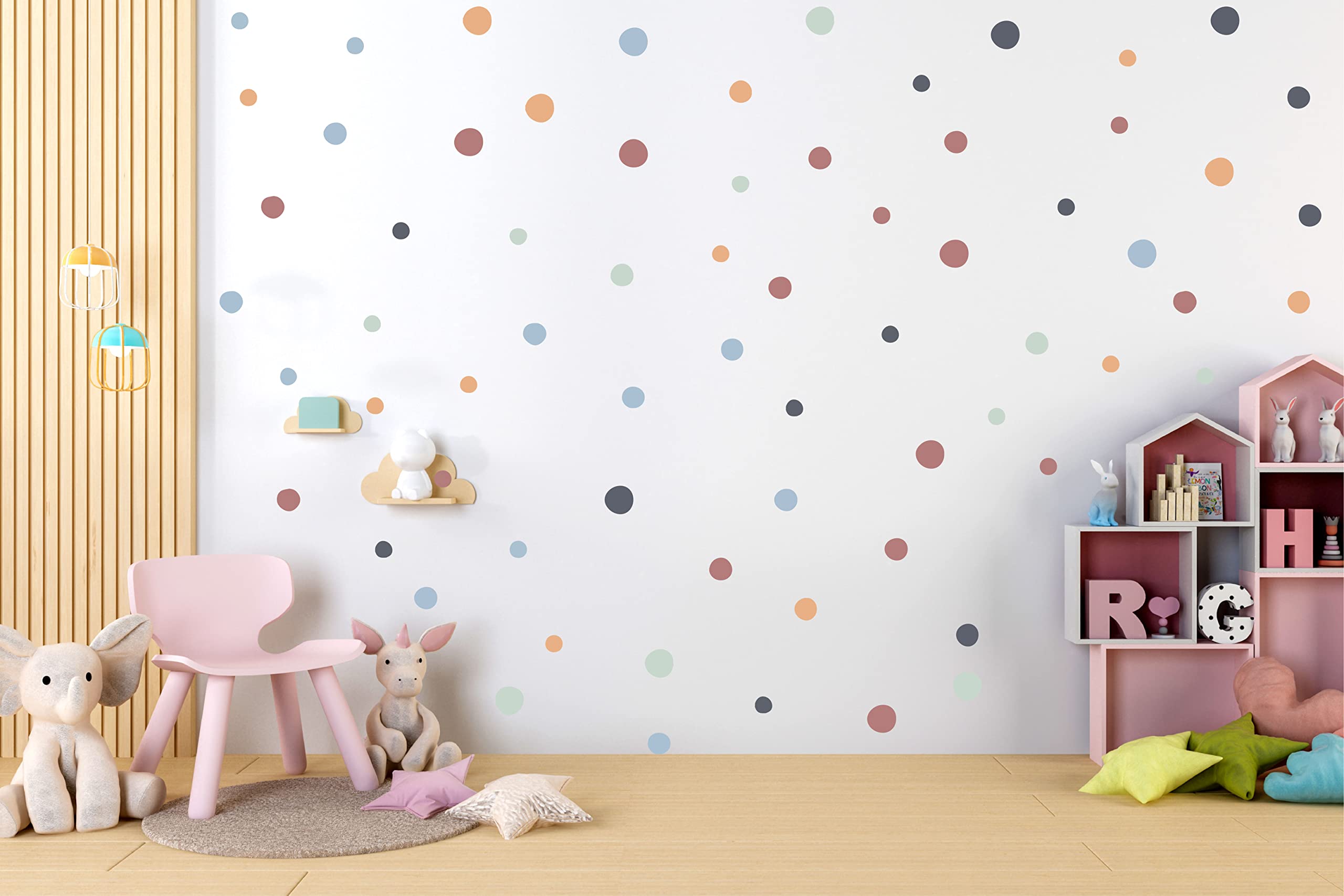 Boho Polka Dot Wall Stickers, Bohemian Style Polka Dots Wall Decals, Boho Pattern Nursery Wall Decor, Kids Room