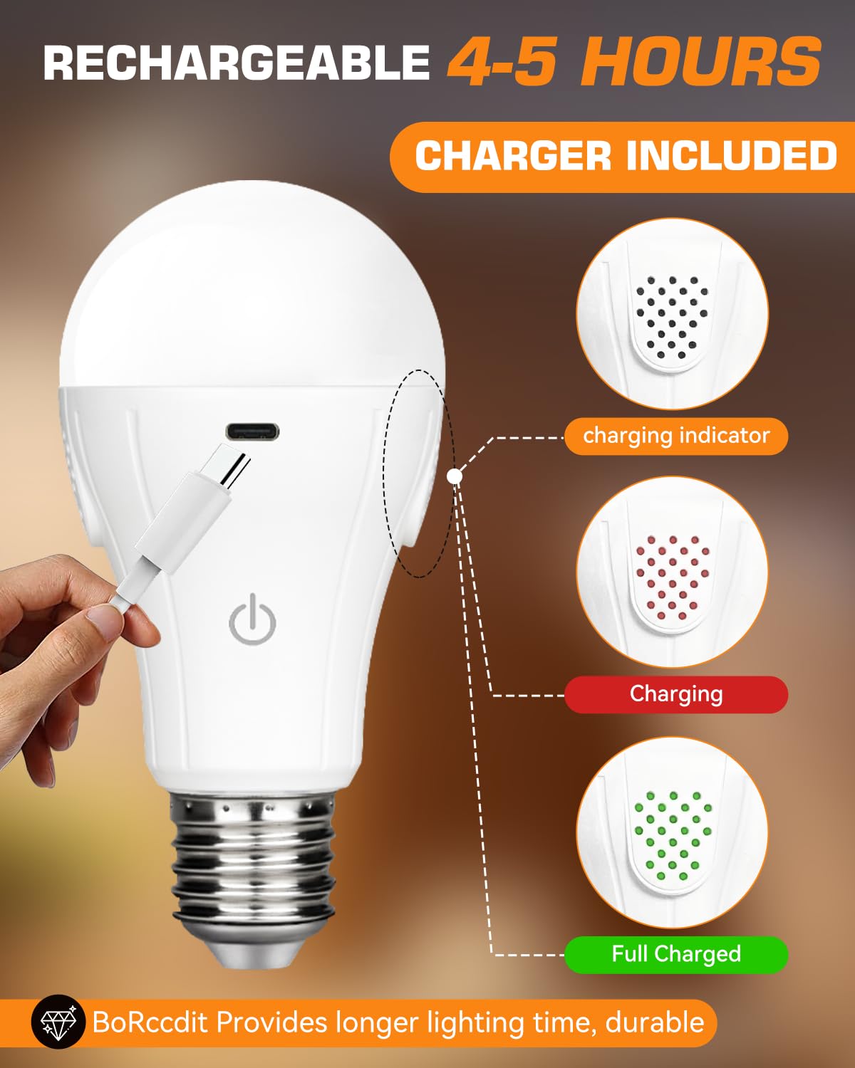 BoRccdit Battery Operated Light Bulb with Remote Control 1800K