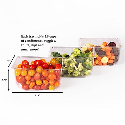Ice Chilled 4 Compartment Condiment Server Caddy - Serving Tray Container with 4 Removable Dishes and Hinged Lid | 3 Serving Spoons + 3 Tongs Included