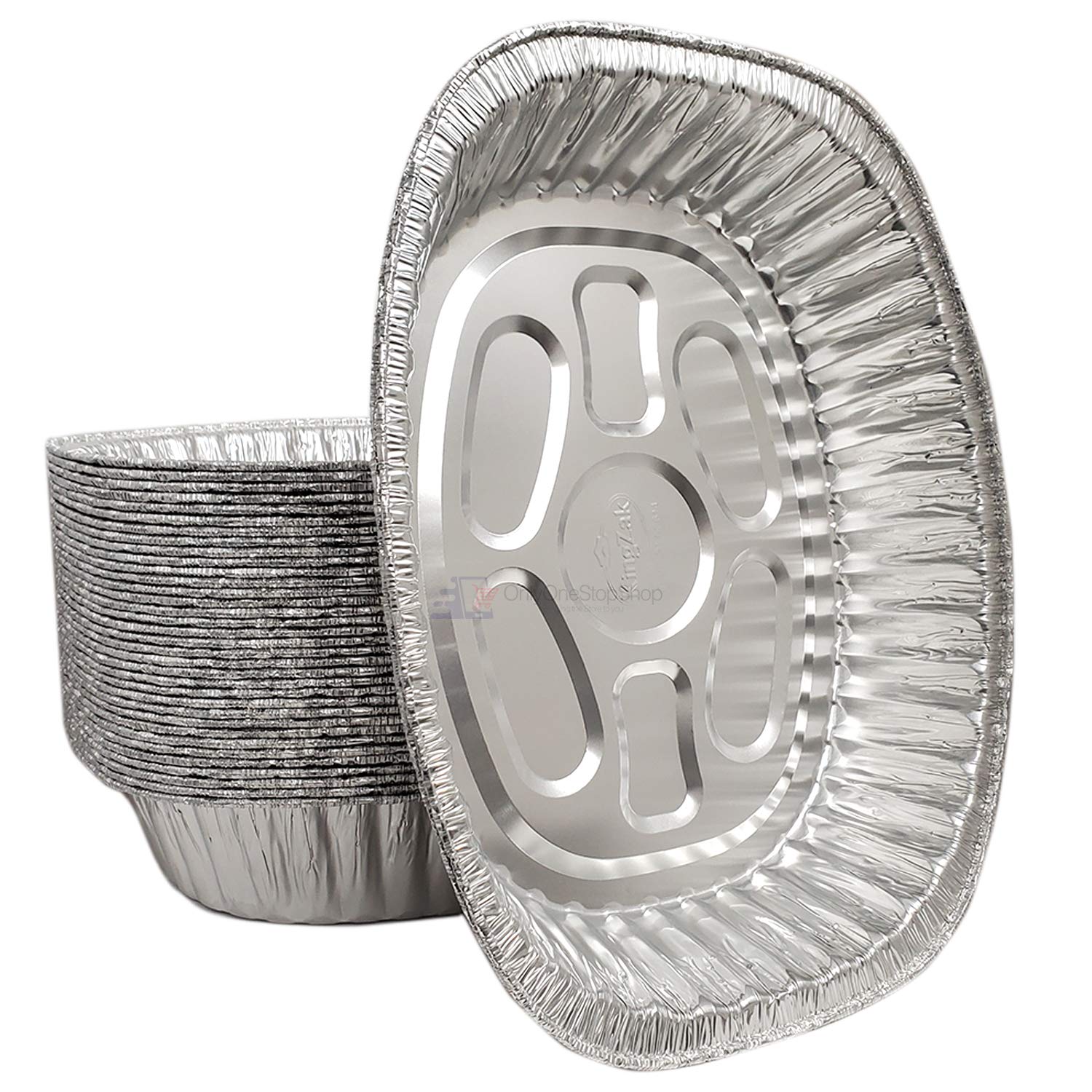 Disposable Oval Roasting Pan - Durable Turkey Roaster Pans Extra Large, Heavy-Duty Aluminum Foil, Deep, Oval Shape for Chicken, Meat, Brisket, Roasting, Baking, Recyclable (100)