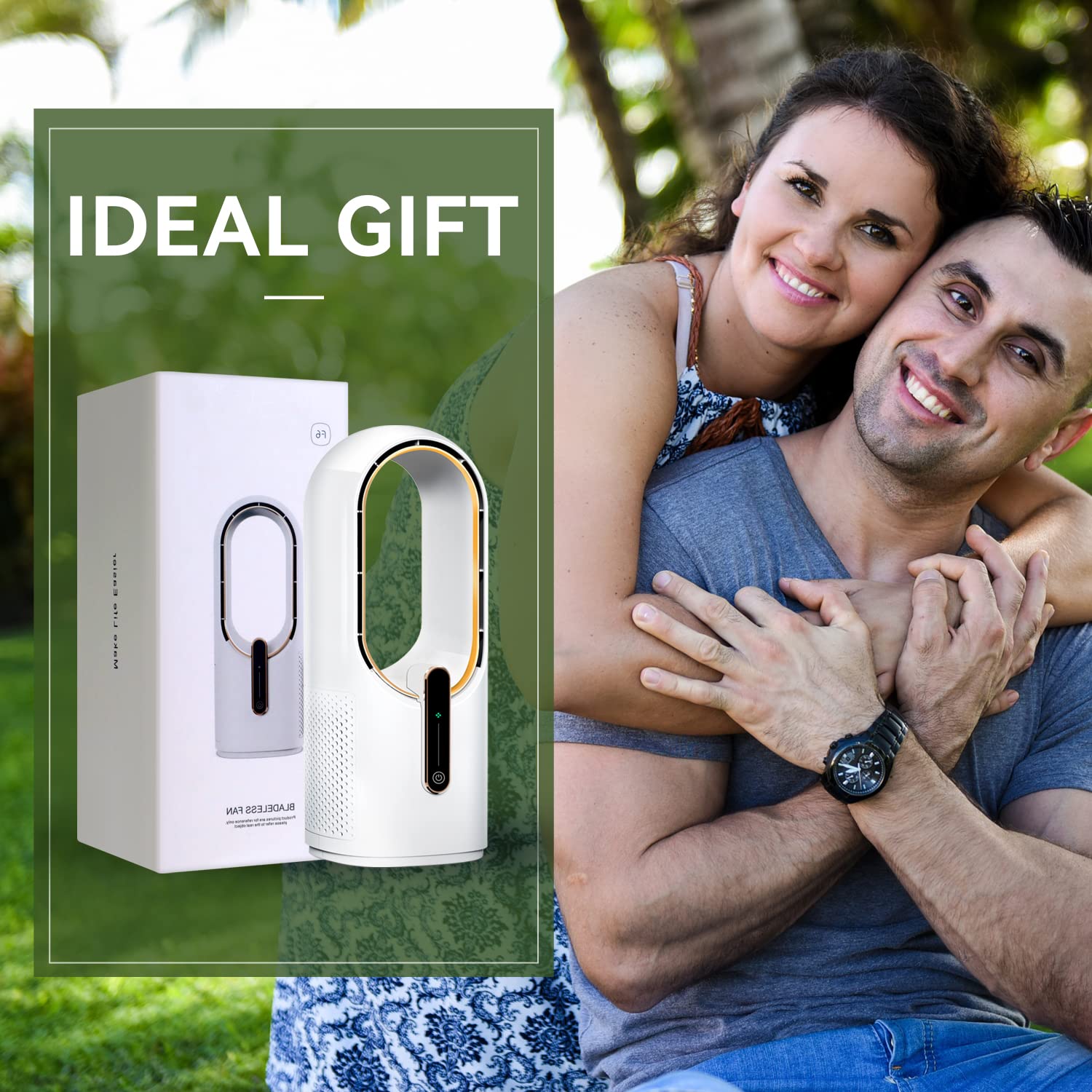 let'me Desk Fan, 12in Quiet Bladeless Fan Rechargeable Desktop Fan, Small Fan For Desk Cooling With 3 Speeds, Touch Control, Usb Cord, Personal Fan For Bedroom, Office, Home