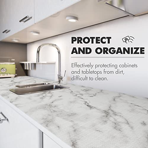 Drawer and Shelf Liners for Kitchen Cabinets Non Slip Marble Shelf Paper Non-Adhesive Strong Grip Cabinet Liners for Shelves Waterproof Drawer Liners for Bedroom Dresser, Cupboard, Desk, Easy to Clean