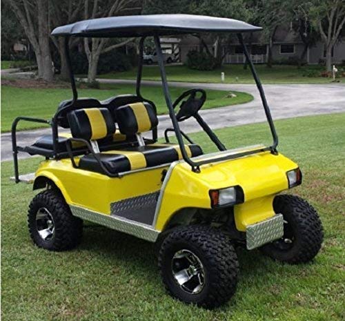 Club Car Pre 2000 "STAPLE ON" Golf Cart Seat Cover With Matching Rear Facing Seat Cover (2 Stripe)