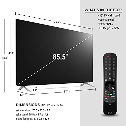 LG 86QNED99UPA Alexa Built-in QNED MiniLED 99 Series 86" 8K Smart UHD NanoCell TV (2021)