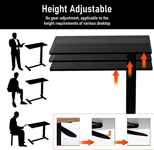 Erinaik Adjustable Height Overbed Table, Large Medical Bedside Desk with Hidden Casters, 31.5" L x 15.7" W, Mobile Tray Table for Hospital, Office, Home, Study Use