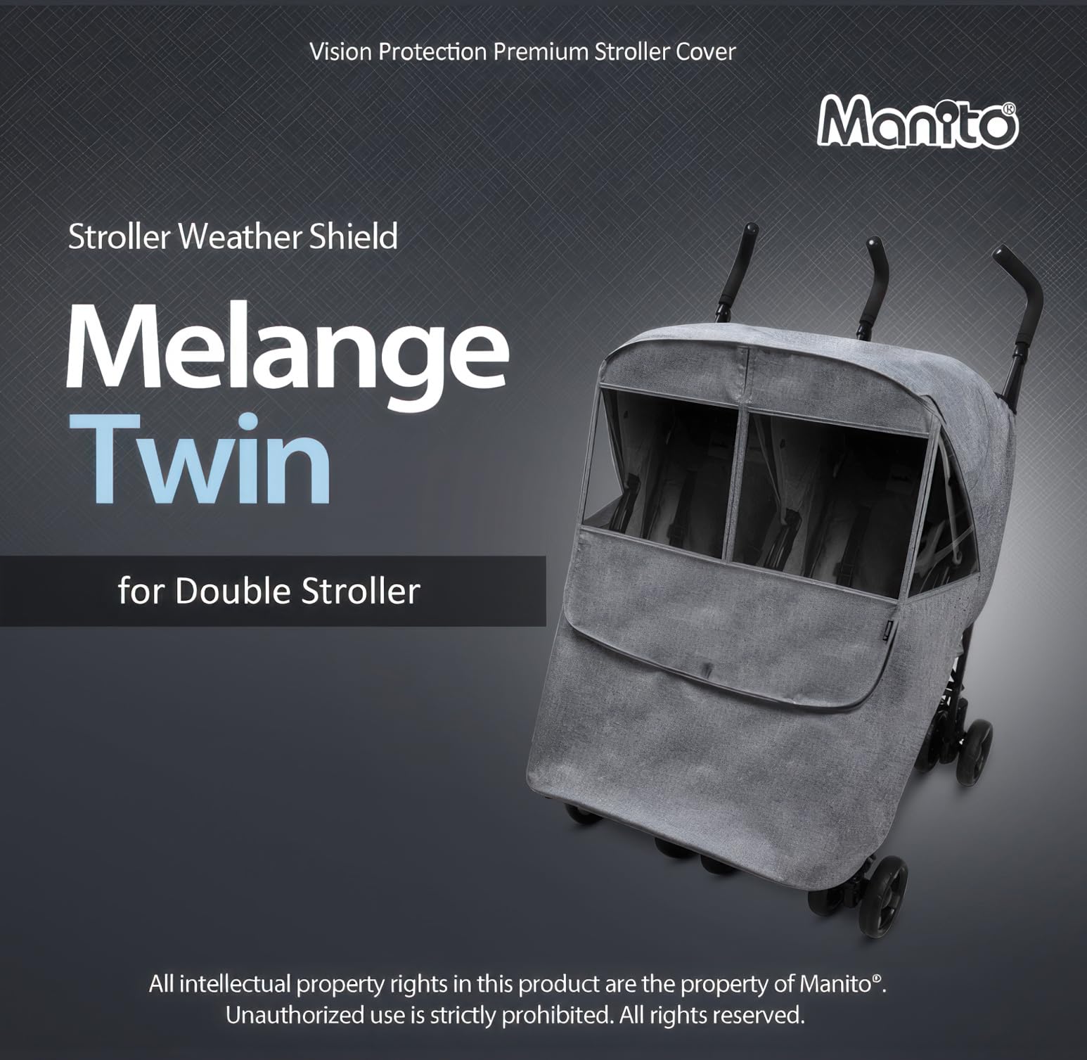 Manito Elegance Alpha Twin Stroller Weather Shield/Rain Cover (Navy)