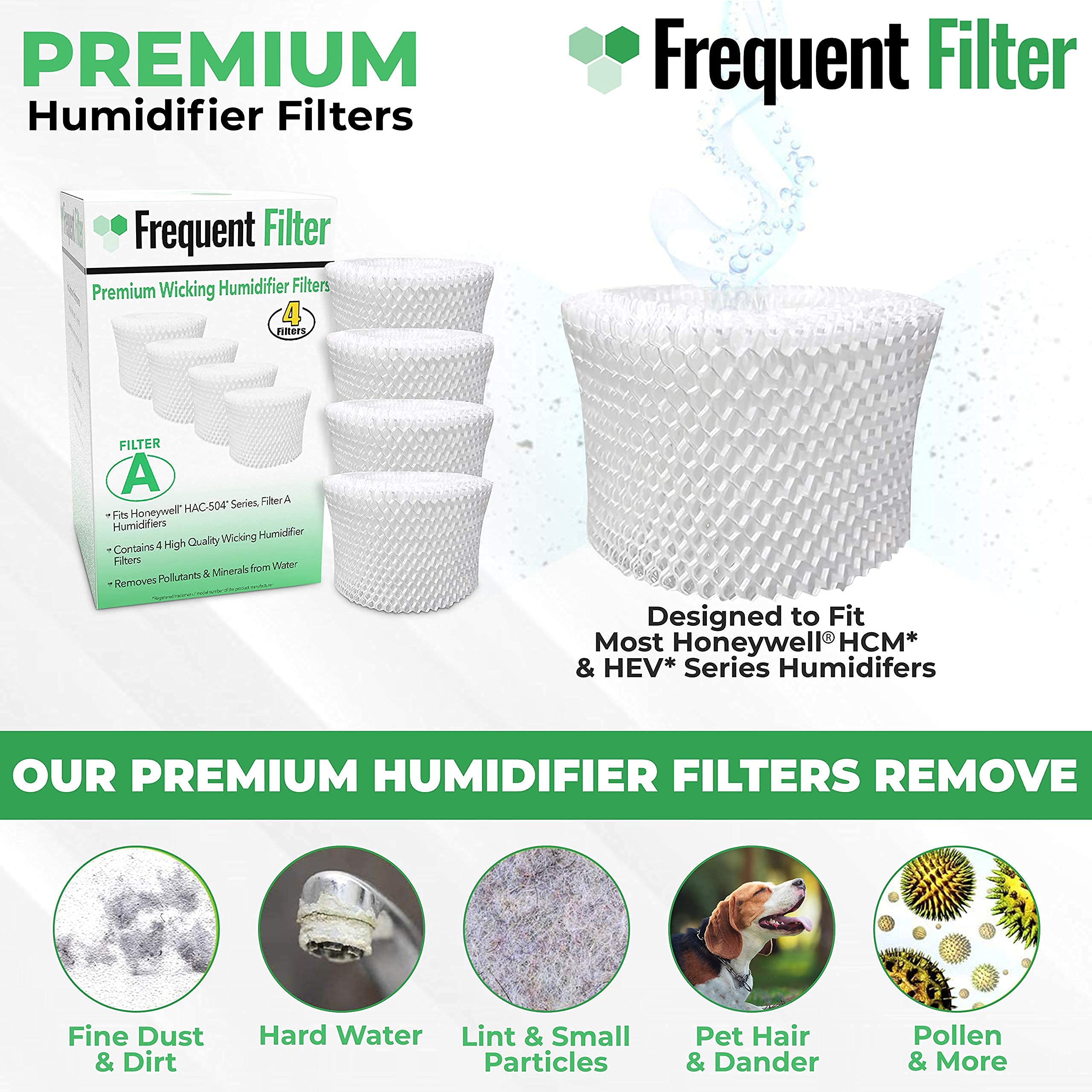 Frequent Filter - Honeywell Compatible HAC504 Honeywell Humidifier Replacement Filters, Filter A. Fits HCM350 HCM-350 Blue Filters. (Pack of 4)