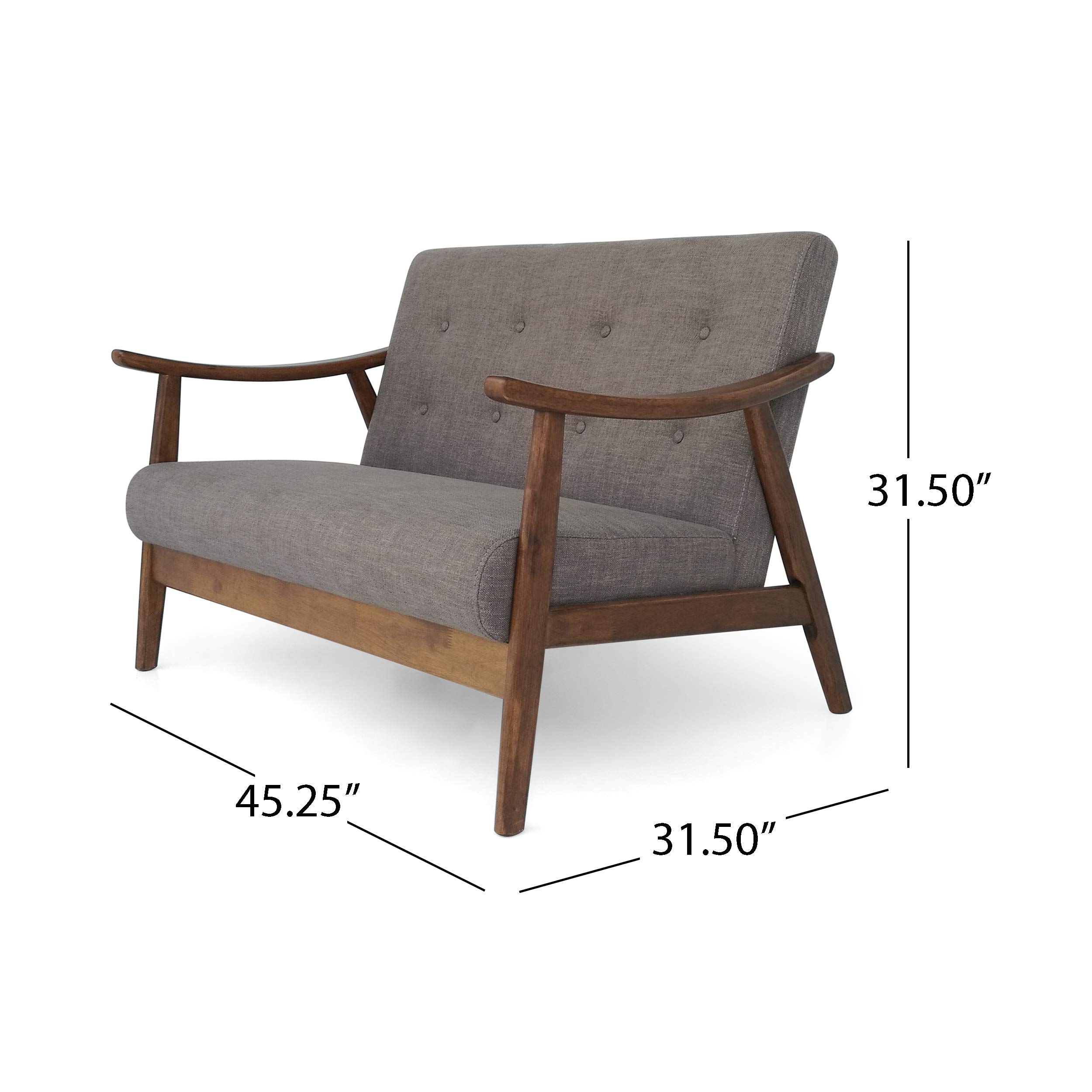 Christopher Knight Home Buda Mid-Century Modern Settee, Dark Gray, Brown