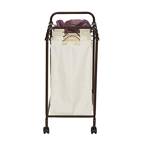 Household Essentials 7173 Rolling Quad Laundry Sorter with Removable Hamper Bags | Antique Bronze Frame