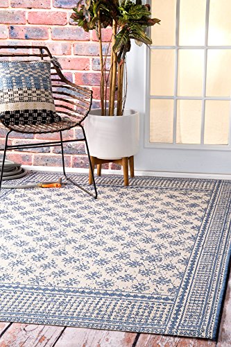 nuLOOM Rana Border Indoor/Outdoor Area Rug, 5' 3" x 7' 6", Blue