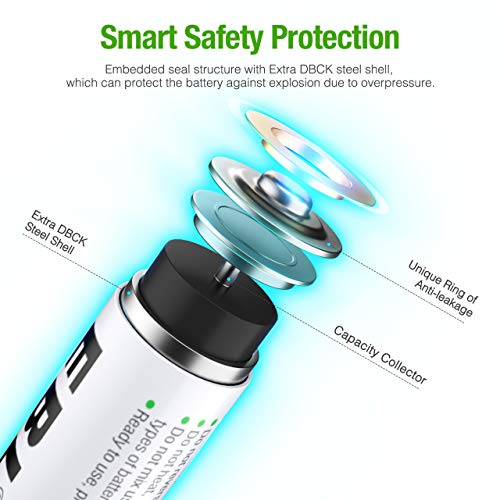 EBL 8 Pack AAA Ni-MH Rechargeable Batteries AAA Batteries ProCyco Technology (Typical 1100mAh, Minimum 1000mAh)