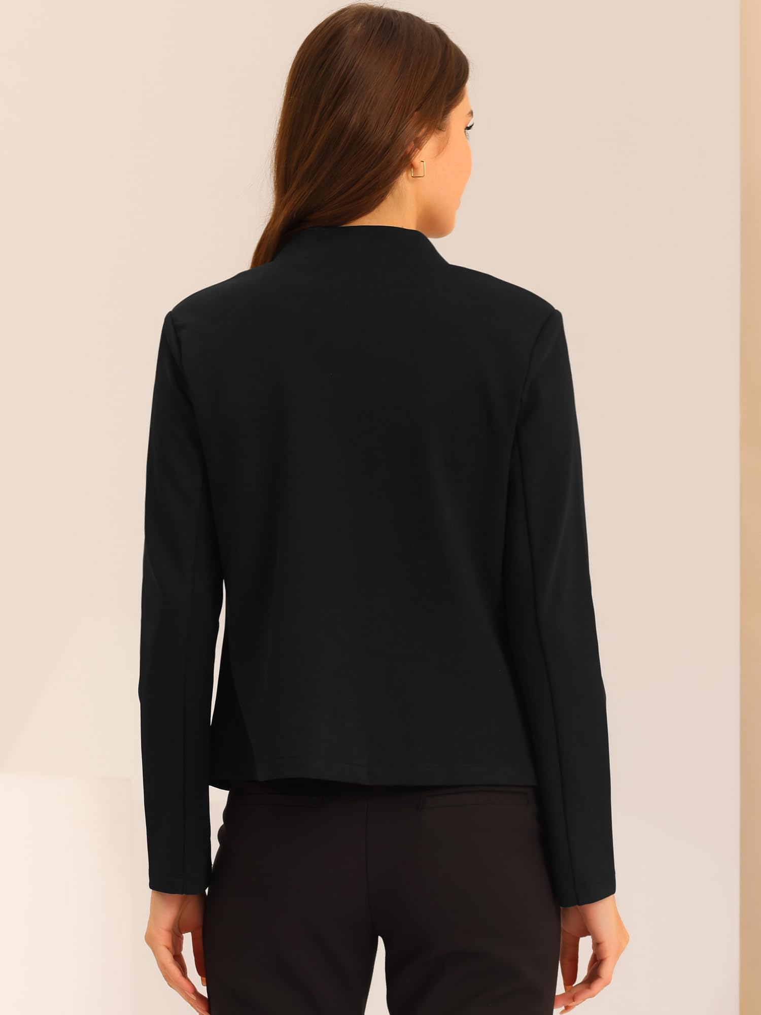 Allegra K Business Casual Blazer for Women's Notched Neck Suit Jacket Long Sleeve Open Front Blazers X-Large Black