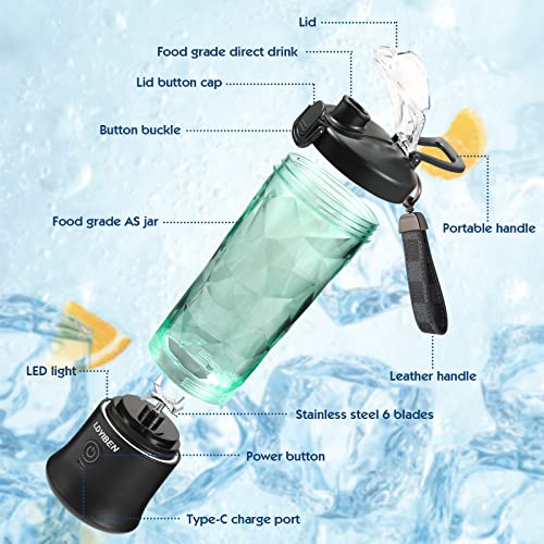 Portable Blender, Personal Size Blender for Shakes and Smoothies with 6 Blades Mini Blender 20 Oz for Kitchen,Home,Travel (black)