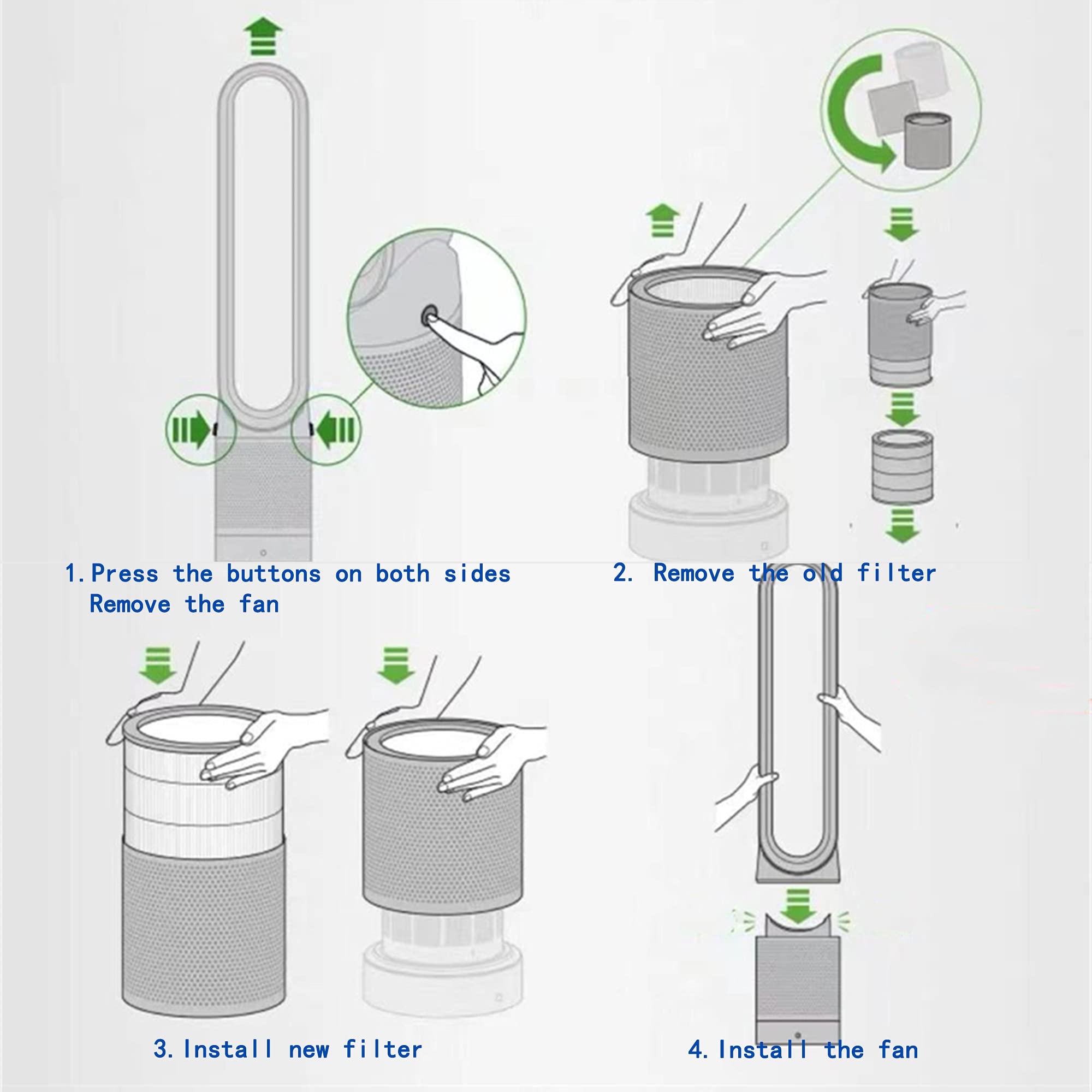 lianrun Replacement for Dyson Pure Cool Link TP00 TP01 TP02 TP03 AM11 and BP0 HEPA Compatible with Dyson Tower Pure Cool Link Part 968126-03