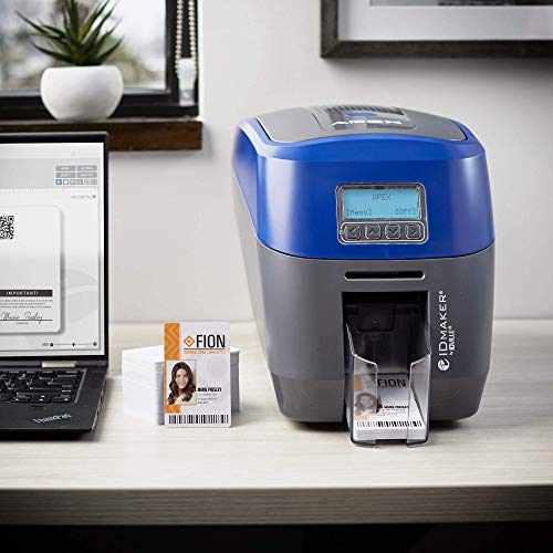 ID Maker Apex 2 Sided Card Printer Machine & Supply Kit for Badge Printing - Print Professional Quality Identification Badges - IDMaker Software, Premium Camera, 300-Print Color Ribbon, 100 PVC Cards