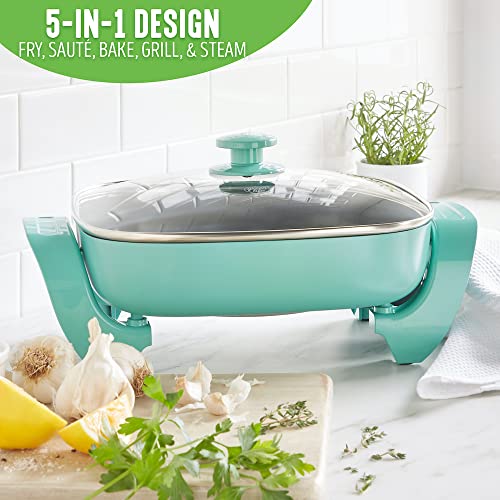 Greenlife Turquoise 5 Quart Electric Square Skillet