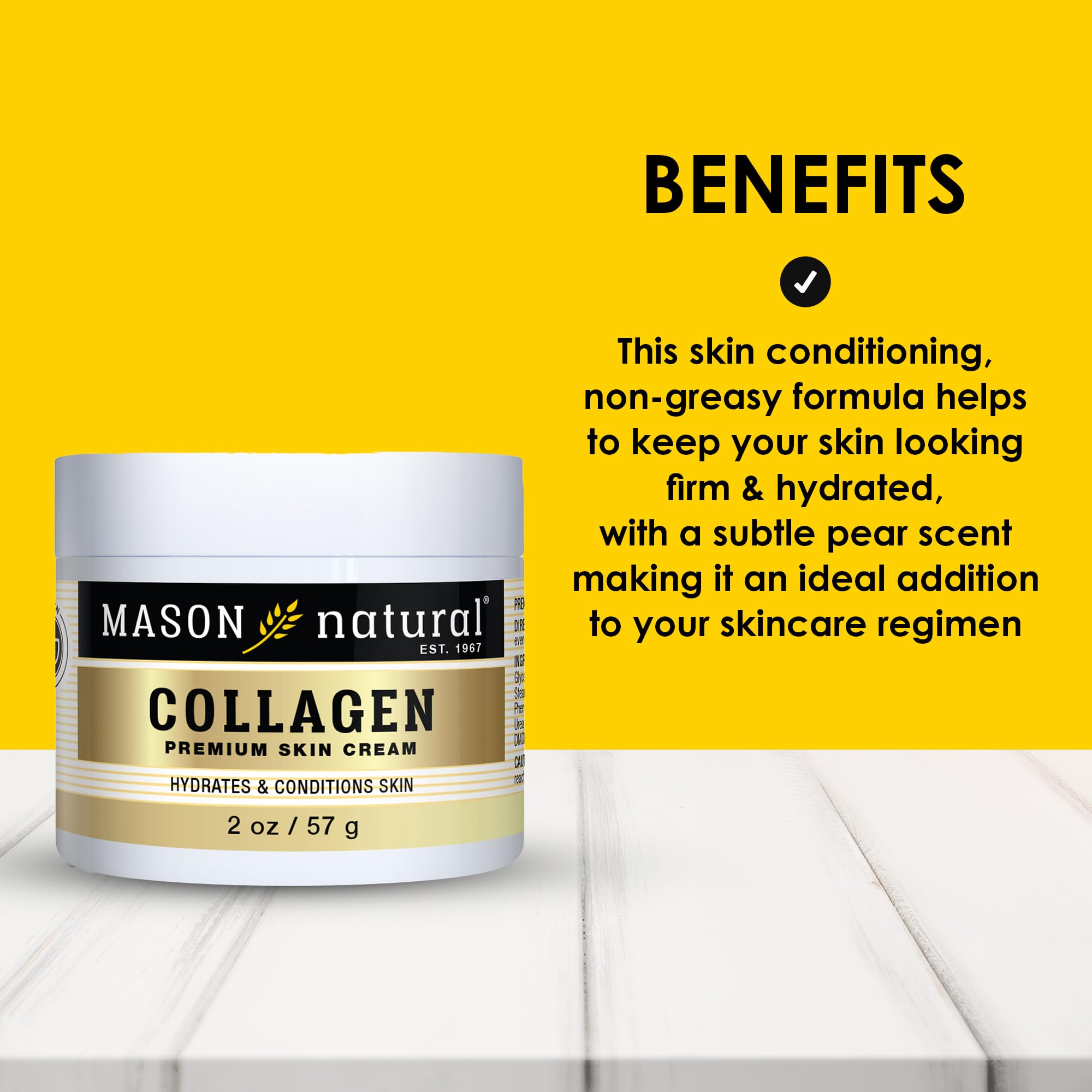 MASON NATURAL Collagen Premium Skin Cream, Women’s Anti-Aging Face & Body Daily Moisturizer for Hydration & Firmness, Pear Scent, 2 oz