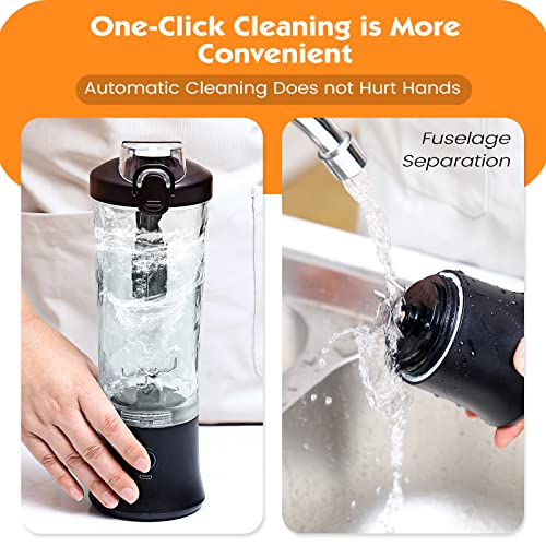 Portable Blender, 600ML Personal Blender for Shakes and Smoothies Mini Blender USB Rechargeable, Two Blend Modes, 20 oz Handheld Blender with 6 Ultra-sharp Blades for Travel, Office and Sports