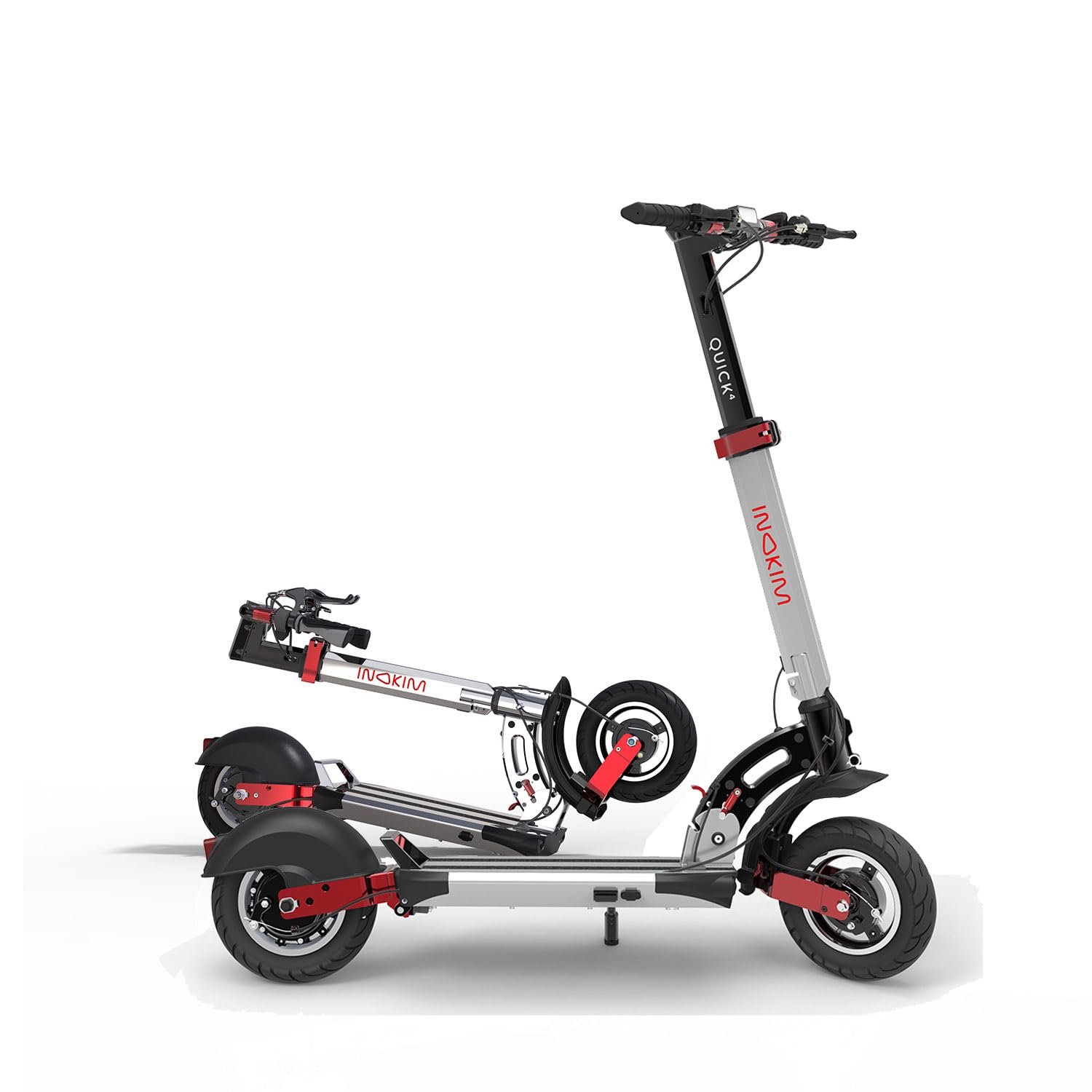 INOKIM QUICK4 Super Electric Scooter Adults 600W (1100W Max) Motor, 44 Mile Range, 25 MPH, 10" Pneumatic Tires, Front & Rear LED Light, Fast Folding Escooter