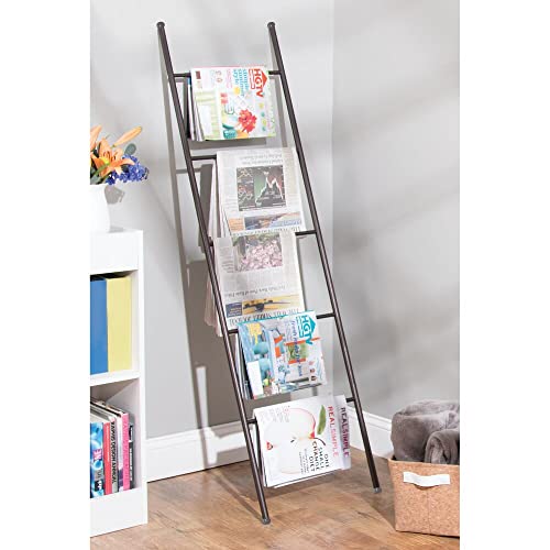 mDesign Metal Leaning Towel Ladder for Bathroom - Decorative, Modern Bath Towel Ladder Rack - Standing Display Holder for Bathroom Towels - Bathroom Wall Ladder Rack - Omni Collection - Bronze