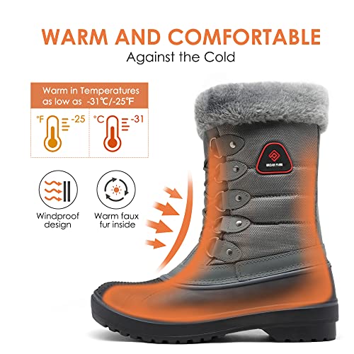 DREAM PAIRS Women's DP-Canada Grey Faux Fur Lined Mid Calf Winter Snow Boots Size 9 M US